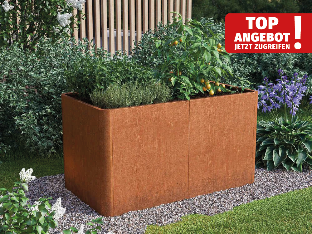 Hochbeet aus Cortenstahl 146x80x80 cm, Matgerialstärke 2 mm, Edelrost ...